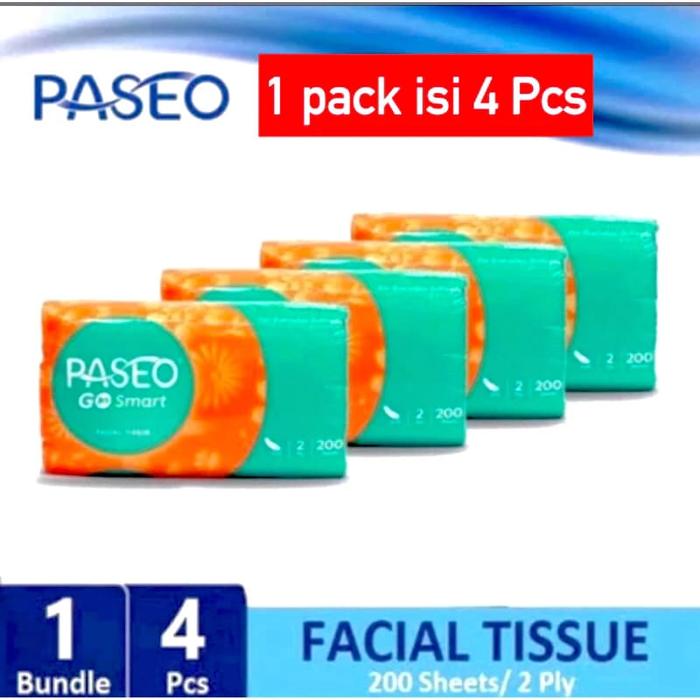 Jual Tissue Paseo Go Smart 200 Sheet Bundle 1 Paket 4 Bungkus Ready Di ...