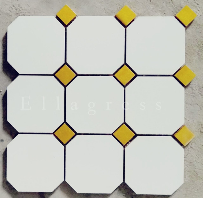 Jual Mosaik Octagon Ellagress Keramik Lantai Dinding Backsplash - Putih ...