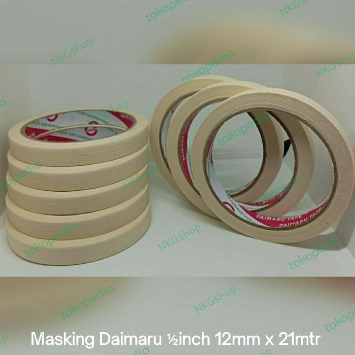 Jual Lakban kertas daimaru/masking tape daimaru ½inch 12mm x 21M ...