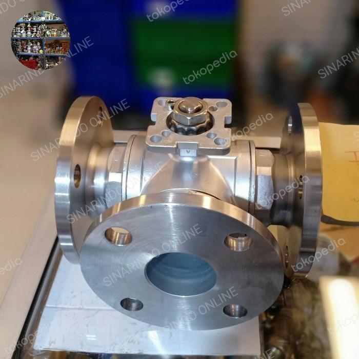 Jual Three way ball valve 2" inch Dn 50 jis 10k Stainless ss 304 cabang ...