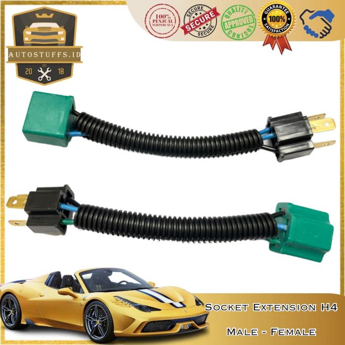 Jual Socket H4 Keramik Male-Female/Soket Extension H4 Keramik Male ...