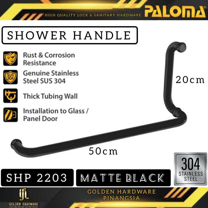 Jual HANDLE GAGANG PINTU SHOWER KAMAR MANDI 200x500 HITAM PALOMA SHP ...