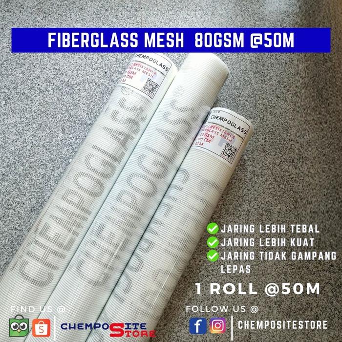 Jual fiber mesh jaring waterproof / kawat fiberglass polyester 1M*50M 1 rol - LEBAR 1M - Kota ...