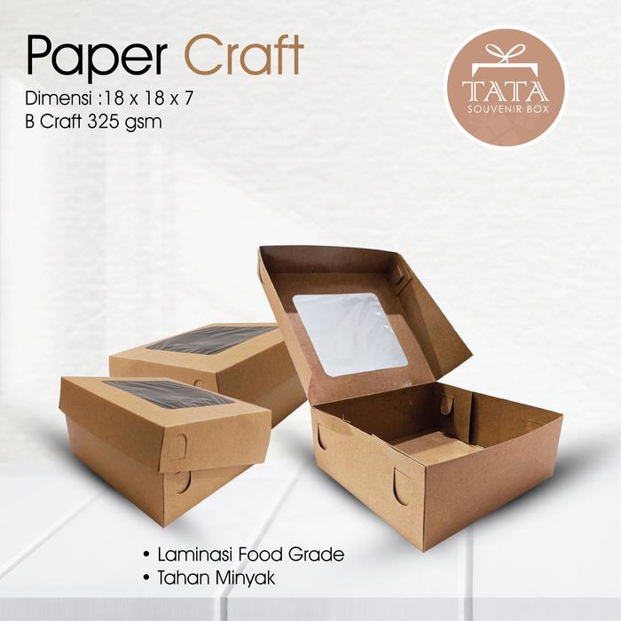 Jual Uk. 18 x 18 x 7 Box Kraft Coklat Kotak Packing Kue Roti Cake ...