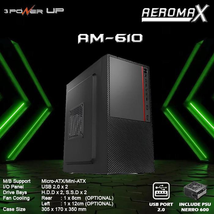 Jual Casing Power Up Micro ATX AEROMAX AM 511 With PSU 500W - Kota Surabaya - aksesoriscompt ...