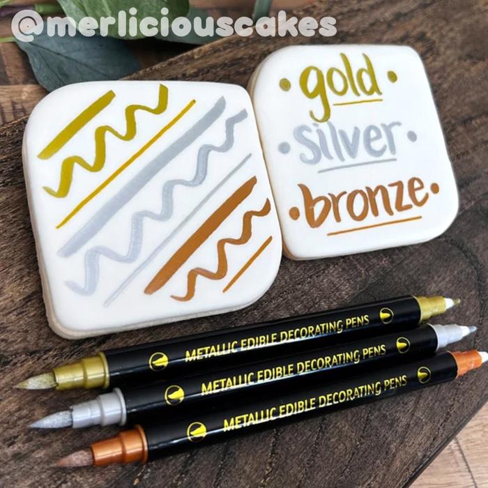 Jual Gold Metallic Edible Pen Cookie Couture Dual Tips Di Seller Shin ...