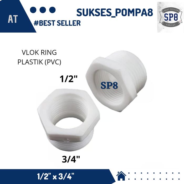 Jual Vlok Ring PVC / Sambungan Kran 1/2" x 3/4" Inch / Vlok Ring Kran ...