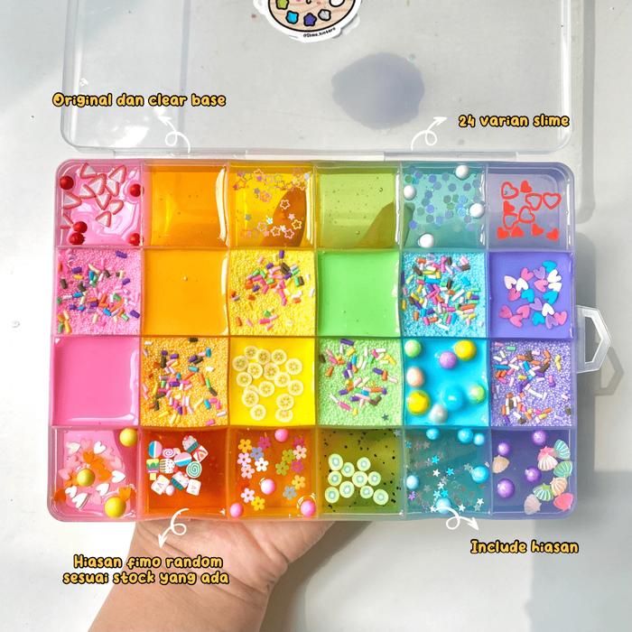 Jual Slime Palette 24 Pcs By Slime Bintaro || Slime Warna Warni Isi ...
