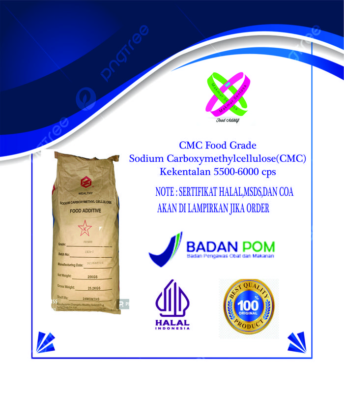 Jual CMC Food Grade Sodium Carboxymethylcellulose(CMC) Kekentalan 5500 ...