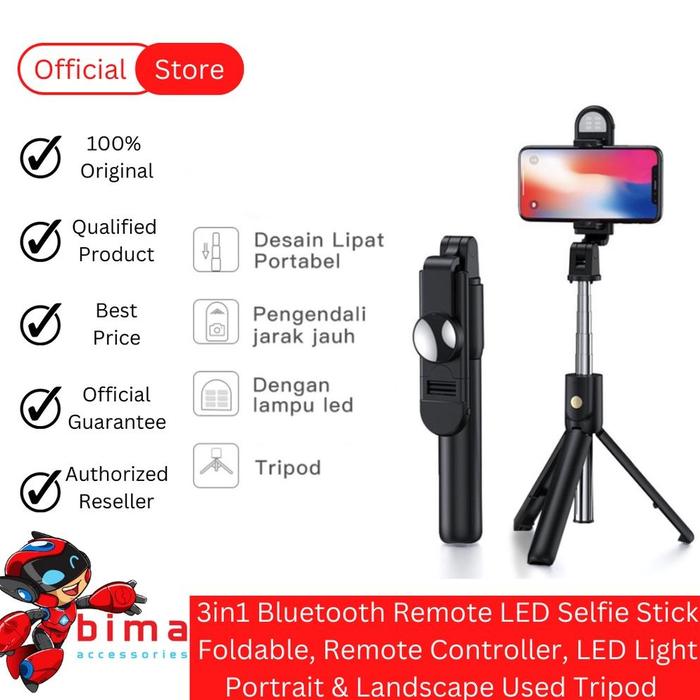 Jual Tripod Tongsis Bluetooth Remot Selfie Stick LED Flash / Selfie ...
