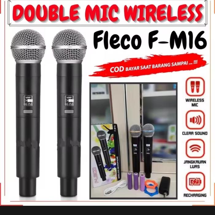 Jual Mic Wireless Bluetooth Karaoke Fleco F-M16 / Double Fleco F-M16 ...