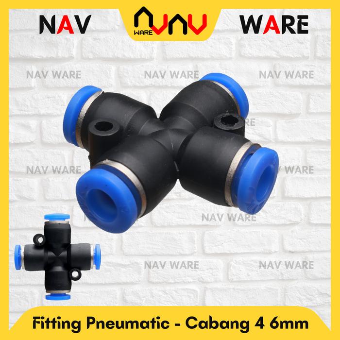 Jual Fitting Pneumatic Cabang 4 Slip Lock Selang PU 6mm Cross 4 Way Misting - Jakarta Timur ...