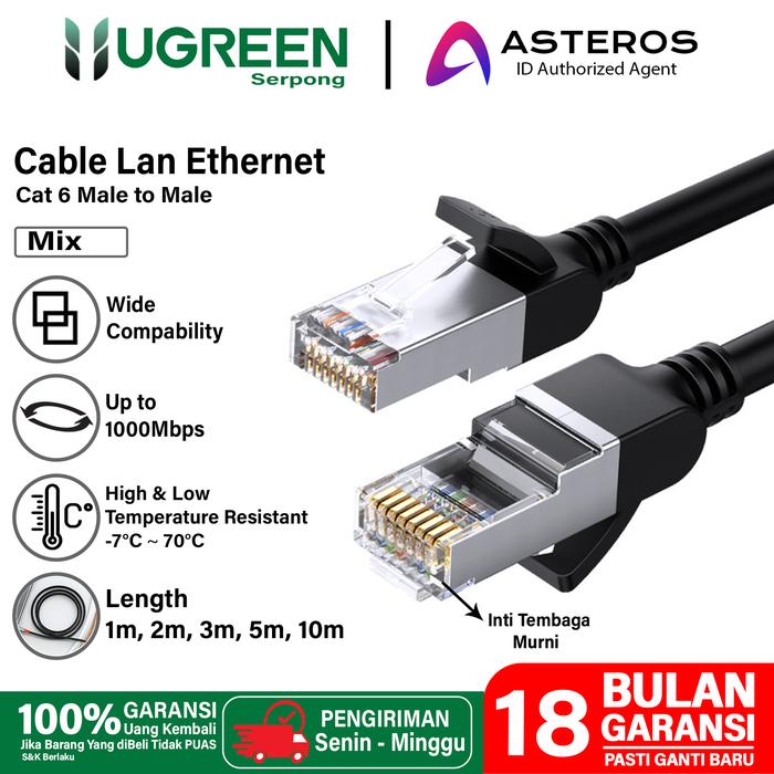 Jual Kabel LAN Ethernet RJ45 UGREEN Cat5e Cat6 Cat7 Cat8 UTP 24AWG 1000Mbps - Premium Cat.6, 10 ...