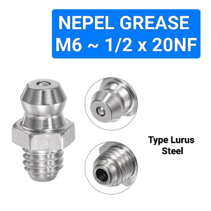 Jual Nepel Nipel Grease Lurus M6 - 1/2x20Nf Straight - 5/16 x 24 NF ...
