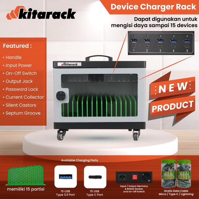 Jual Device Charger Rack 15 Devices Charging Cabinet USB 3.0 USB C ...