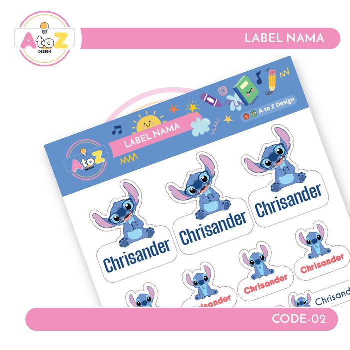 Jual Sticker / Label Nama Anak Murah Tema Stitch - Jakarta Utara - A to ...