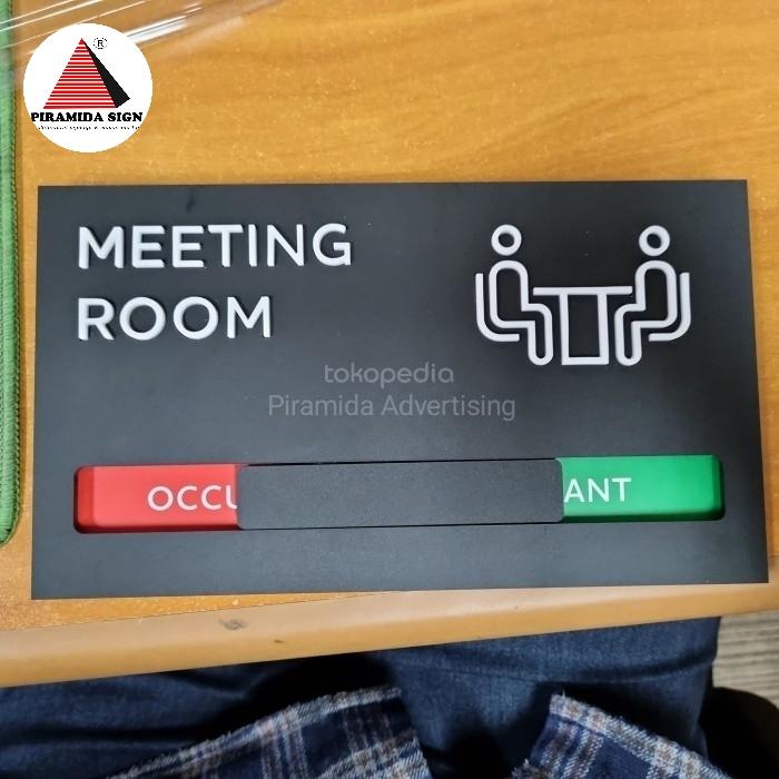 Jual 15x25 meeting room sign slide door tempel pintu ruang nama tanda ...