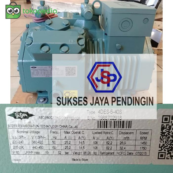 Jual Compressor Bitzer 4DES-5-40S 5PK / Kompresor Bitzer 4DES-5-40S ...