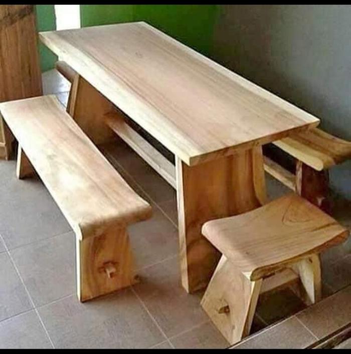 Jual Meja makan bangku kursi kayu trembesi meh suar solid murah ...