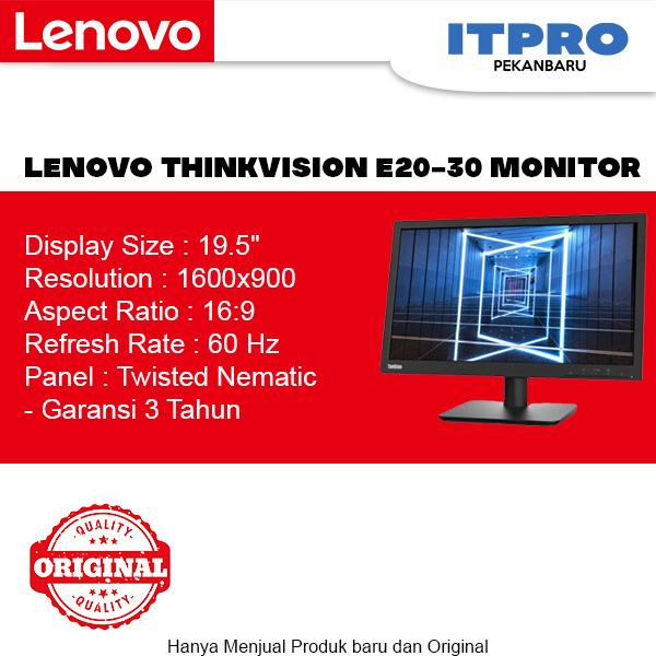 Jual LENOVO THINKVISION E20-30 MONITOR LED 19.5INCH TN 72%NTSC - Kota ...