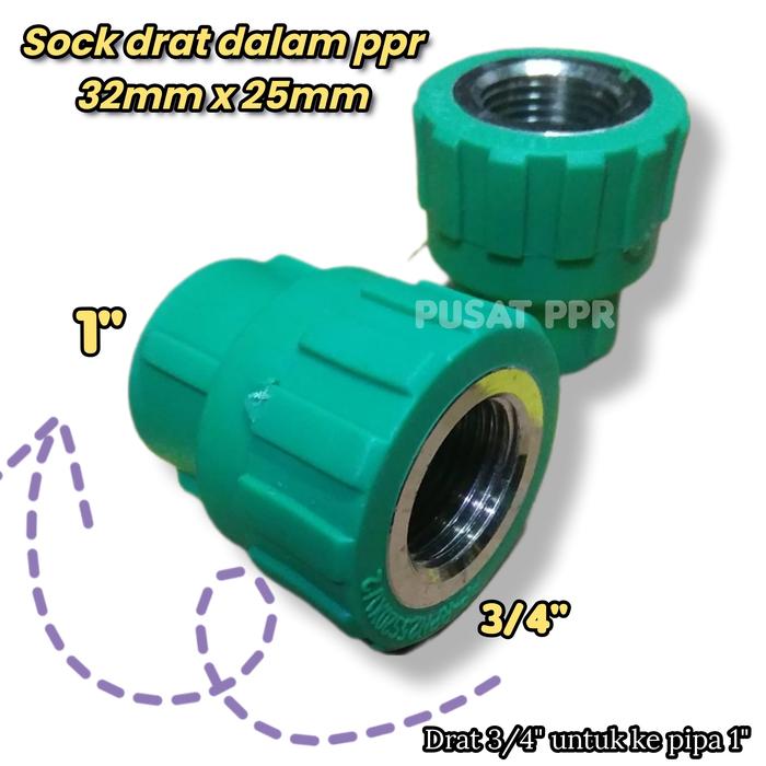 Jual Sock drat dalam ppr 32x25mm 1 inch x 3/4 inch Sdd ppr - Jakarta Pusat - PUSAT PPR | Tokopedia