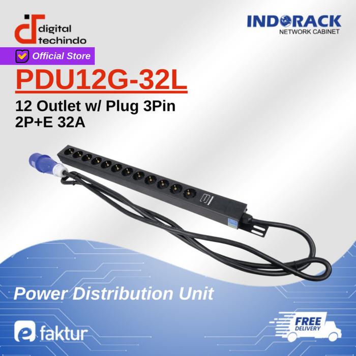Promo INDORACK PDU 12 Outlet Germany Head Plug 3Pin Colokan 32A PDU12G ...