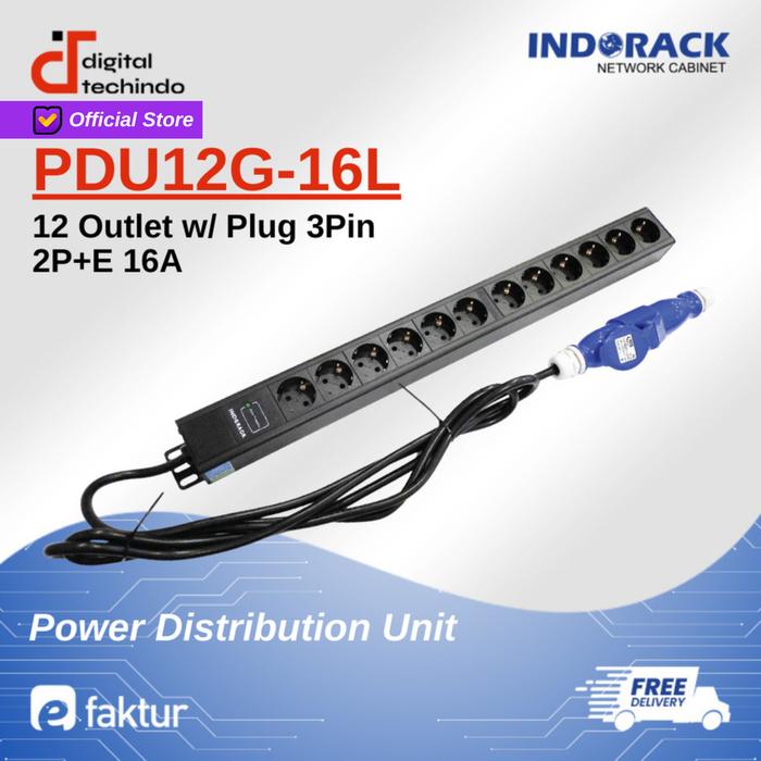 Promo INDORACK PDU 12 Outlet Germany Head Plug 3Pin Colokan 16A PDU12G ...