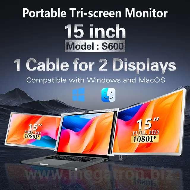Jual Portable Triple Screen Monitor 15 inch -1 cable(support M1 M2 ...