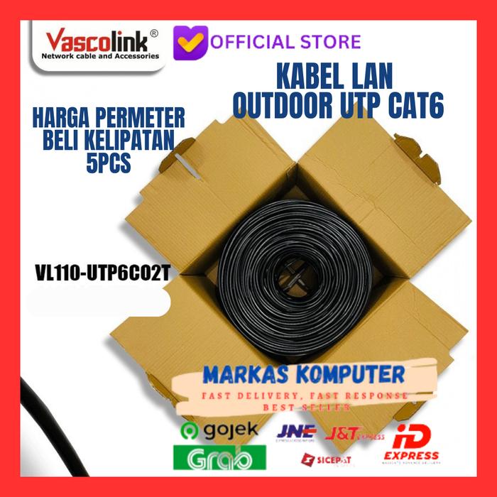 Jual Kabel LAN UTP Cat6 VASCOLINK ORIGINAL ECERAN METERAN OUTDOOR CAT 6 - Jakarta Barat - MARKAS ...