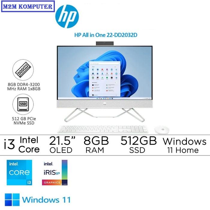Jual PC HP 22-DD2032D AiO i3-1215U 512GB SSD 8GB 21.5" Win11+OHS ...
