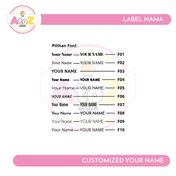 Jual Custom Warna & Font Sticker/Label Nama Anak - Jakarta Utara - A to ...
