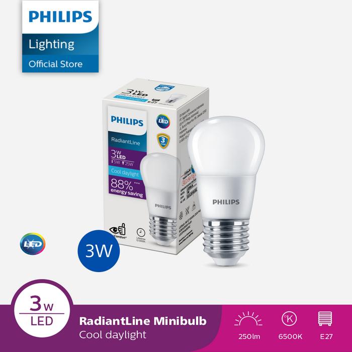 Promo Lampu Philips Bohlam Radiantline LEDBulb Mini 3W E27 Putih - Jakarta Utara - Philips ...