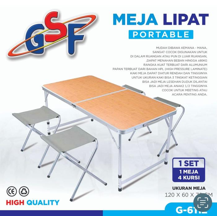 Jual Meja Lipat Koper HPL Aluminium Portable Set 4 Kursi Serbaguna ...