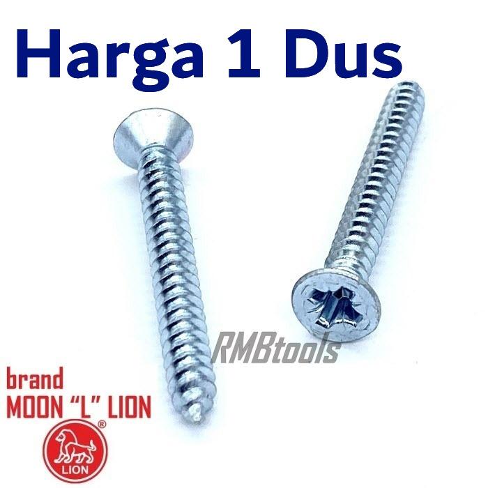 Jual 1Dus Sekrup Tapping Screw FH 4 Moon Lion Kayu Tembok Alumunium F ...