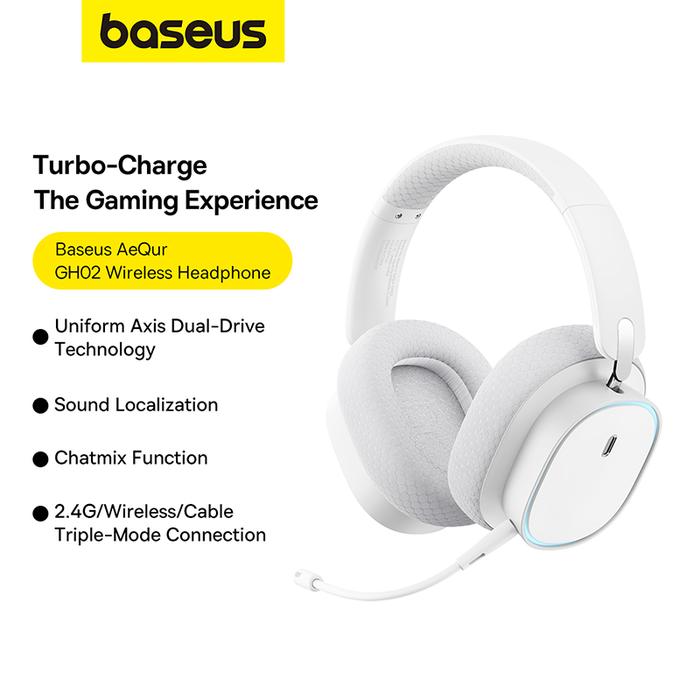 Jual Baseus AeQur GH02 Gaming Wireless Headphones Moon White - Jakarta ...