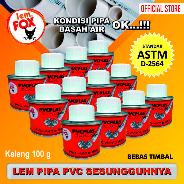 Promo Lem Fox Lem Pipa Paralon PVCPLAS Super Kaleng 100 gram Bundling ...