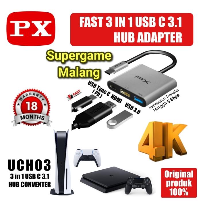 Promo USB Hub 3.1 Type C PX UCH03 Conventer 3 In 1 Macbook Laptop To ...