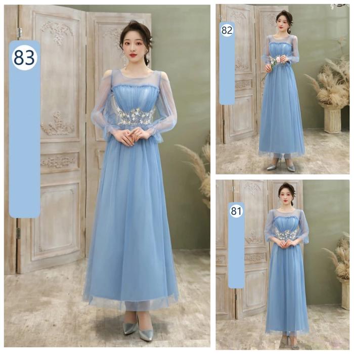 Jual Longdress tutu biru dusty blue gaun pesta bridesmaid sp81 ...