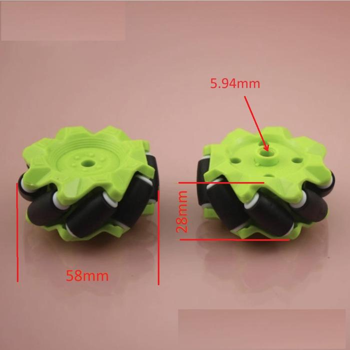 Jual Roda Robot Mecanum wheel omni wheel omni directional 58mm sepasang ...