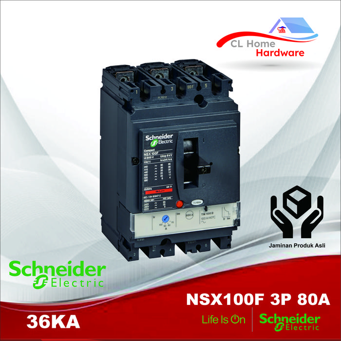 Promo MCCB SCHNEIDER 3P 80A 3PHASE 80AMPERE BREAKER NSX100F TM80D ...