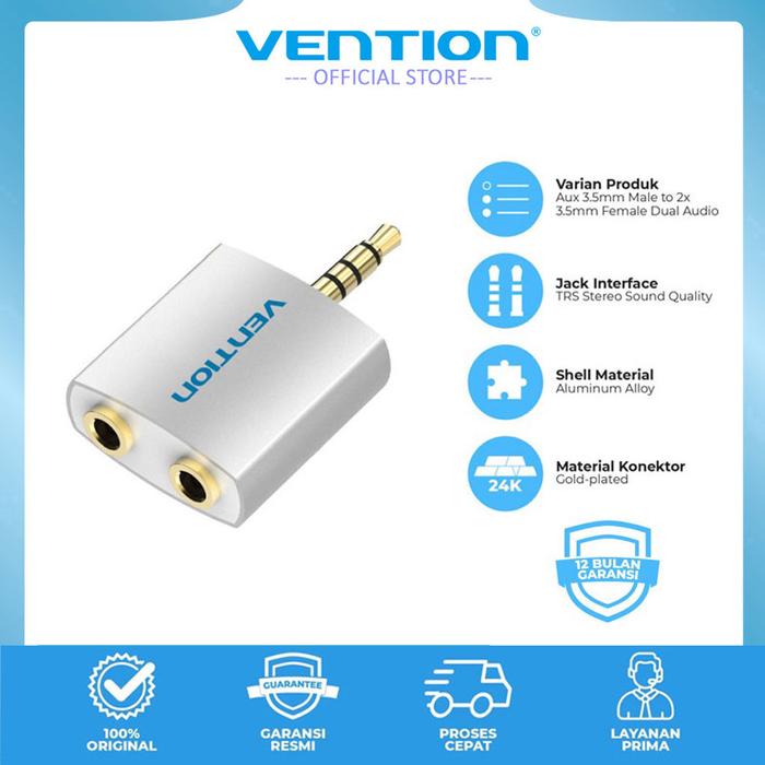 Jual Vention BDA Aux Audio Splitter 3.5mm Male to 2 Female - Jakarta ...
