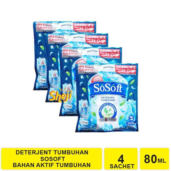 Jual 1 RENCENG ISI 4 SACHET SOSOFT DETERJENT TUMBUHAN SACHET 80ML ...