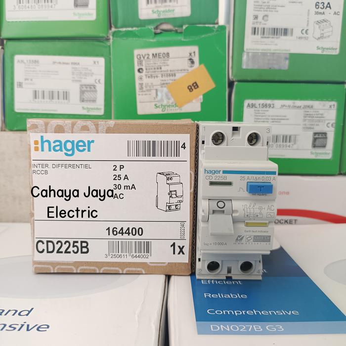 Jual RCCB ELCB Hager 2P 25A-30mA AC CD225B ORIGINAL Made In France ...