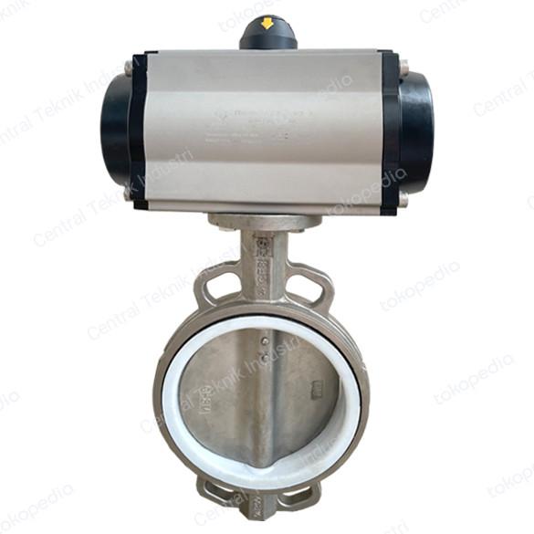 Jual Butterfly Valve Full Stainless Pneumatic Actuator 4" inch DN 100 ...