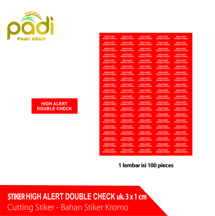 Promo stiker high alert double check merah 3x1 cm | 1 lembar isi 100 ...