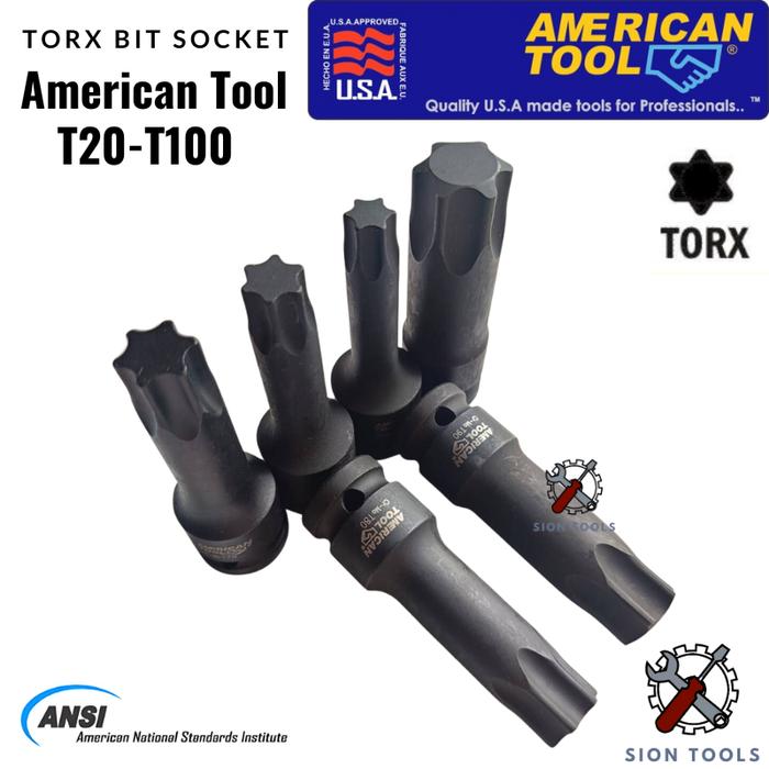 Jual AMERICAN TOOL 1/2 INCH IMPACT TORX STAR BIT SOCKET T20 - T100 ...