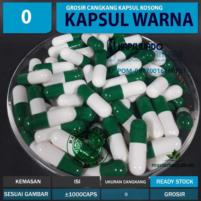 Jual cangkang kapsul kosong warna 0 isi 1000 caps - HIJAU PUTIH - Kab ...