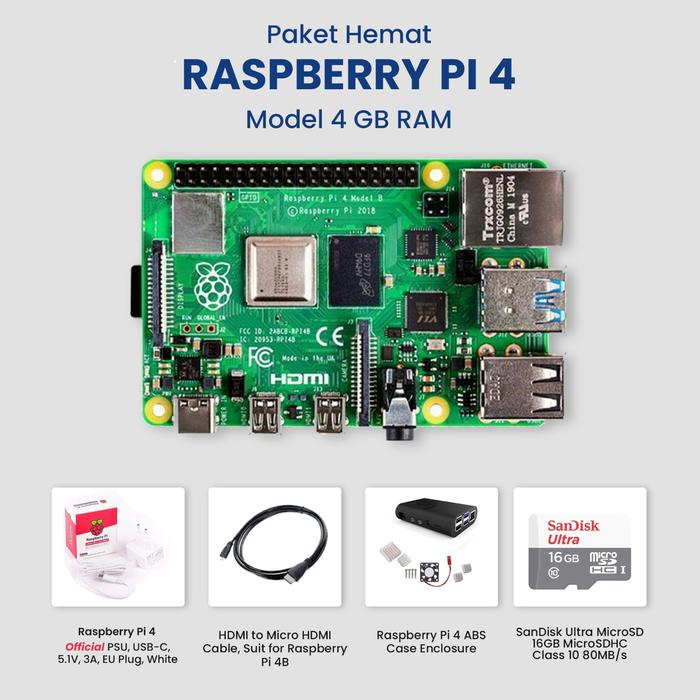 Jual Paket Hemat Raspberry Pi 4 Model 4GB RAM - Kota Bekasi - DigiWare Store Bekasi | Tokopedia