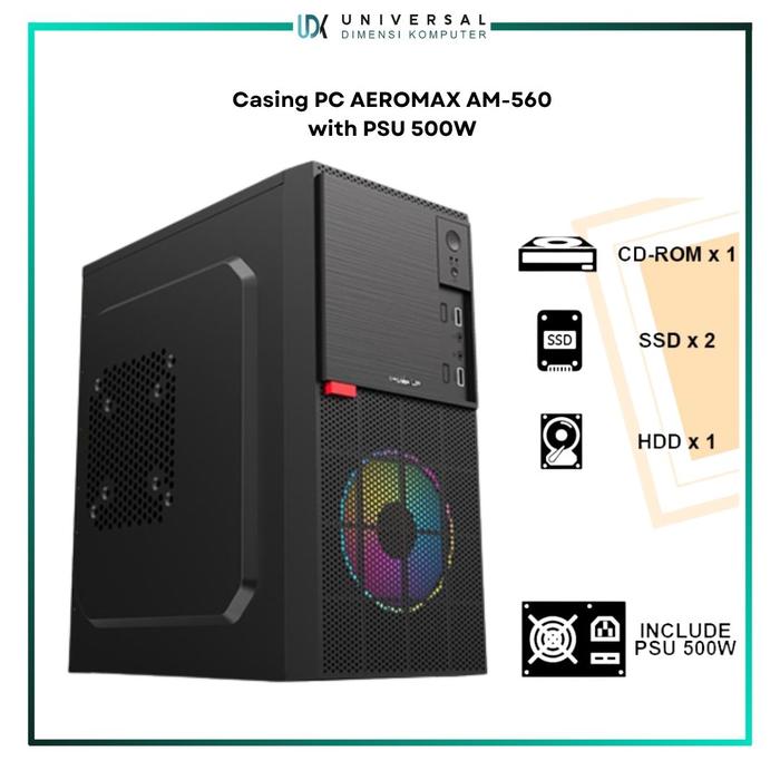Jual Casing PC 3 Power Up AEROMAX AM-560 with PSU 500W m-ATX Case ...