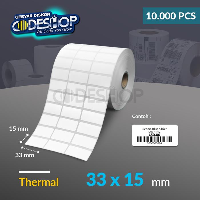 Jual Label Stiker Thermal 33x15 mm Codeshop 3 Line Core 1 Inch Isi 10. ...